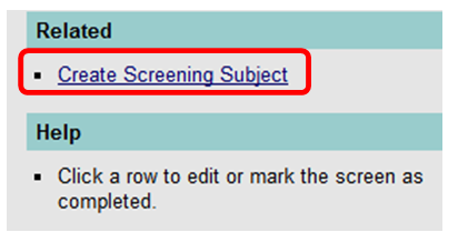 Screening Log